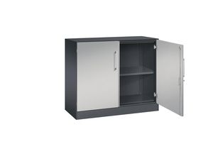 4061261630845 - Flügeltürenschrank ASISTO Höhe 897 mm Breite 1000 mm 1 Fachboden schwarzgrau weißaluminium