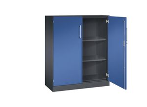 4062084798255 - Flügeltürenschrank ASISTO Höhe 1292 mm Breite 1000 mm 2 Fachböden schwarzgrau enzianblau