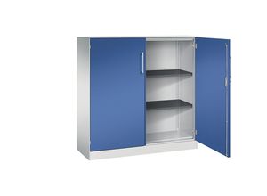 4062084798071 - Flügeltürenschrank ASISTO Höhe 1292 mm Breite 1200 mm 2 Fachböden lichtgrau enzianblau