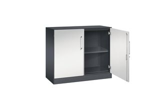 4062084798538 - Flügeltürenschrank ASISTO Höhe 897 mm Breite 1000 mm 1 Fachboden schwarzgrau lichtgrau