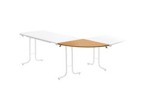 3700245508633 - Anbautisch zu Klapptisch Plattenform Viertelkreis 700 x 700 mm Gestell alufarben Platte Buche-Dekor kaiserkraft