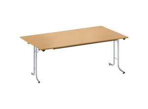 3700245510872 - Klapptisch mit abgerundeten Kanten Rundrohr-Gestell Plattenform rechteckig 1600 x 800 mm Gestell alufarben Platte Buche-Dekor