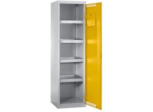 4031068146634 - Umweltschrank und Gefahrstoffschrank - Säule mit Zwangsbelüftung HxBxT 180x50x50 cm 4 dichtgeschweißte Wannen lichtgrau   signalgelb - Stumpf