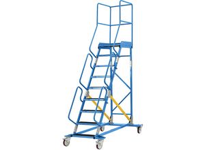 4054666010381 - eurokraft pro Mobile Podestleiter Riefengummi-Stufeneinlage 9 Stufen