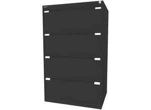 5020073760460 - BISLEY Hängeregistraturschrank 2-bahnig 4 Schübe DIN A4 anthrazitgrau