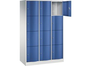 4051803742129 - RESISTO Schließfachschrank HxBxT 1950 x 1150 x 540 mm 12 Fächer lichtgrau RAL 7035   enzianblau RAL 5010