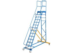 4054666010510 - eurokraft pro Mobile Podestleiter Alu-Stufeneinlagen 14 Stufen