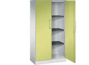 4062084797975 - Flügeltürenschrank ASISTO Höhe 1617 mm Breite 800 mm 3 Fachböden lichtgrau viridingrün