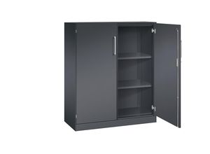 4060061312005 - Flügeltürenschrank ASISTO Höhe 1292 mm Breite 1000 mm 2 Fachböden schwarzgrau schwarzgrau