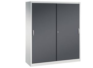 4053597279287 - C+P Schiebetürenschrank Acurado H1950xB1600xT500mm Korpus Lichtgrau Fronten Schwarzgrau Anzahl Fächer 8