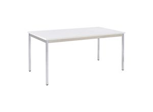 3700245514900 - eurokraft basic Mehrzwecktisch rechteckig BxH 1400 x 740 mm Tiefe 700 mm Platte lichtgrau Gestell verchromt
