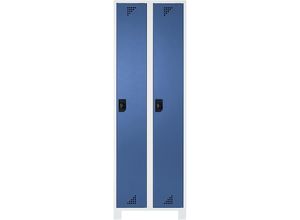 4061753010940 - eurokraft pro Mehrzweck- und Garderobenschrank Abteilhöhe 1695 mm 2 Abteile Breite 800 mm Korpus lichtgrau Türen brillantblau