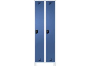 4061753010919 - eurokraft pro Mehrzweck- und Garderobenschrank Abteilhöhe 1695 mm 2 Abteile Breite 600 mm Korpus lichtgrau Türen brillantblau