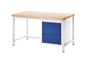 4040376981547 - Werkbank Gestellbauweise 3 Schubladen Größe L je 1 x 120 180 240 mm hoch Tiefe 900 mm Breite 1500 mm RAU
