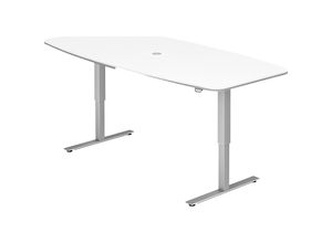 4032062176481 - HAMMERBACHER Konferenztisch XMST22 weiß Tonnenform T-Fuß-Gestell silber 2200 x 830 1030 x 710 - 1200 cm