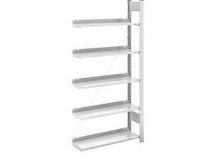 4250623706711 - Akten-Steckregal RAL 7035 Regalhöhe 1750 mm einseitig Anbauregal BxT 750 x 300 mm hofe
