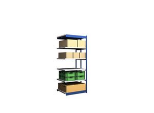 4250623731638 - Stabil-Steckregal doppelseitig Regalhöhe 2500 mm blau verzinkt Bodenbreite 1025 mm Anbauregal Breite x Tiefe 1025 x 400 mm hofe