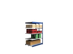 4250623731492 - Stabil-Steckregal doppelseitig Regalhöhe 2000 mm blau verzinkt Bodenbreite 1325 mm Anbauregal Breite x Tiefe 1325 x 400 mm hofe
