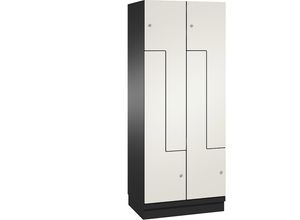 4059369725303 - CAMBIO Z-Garderobenschrank 2 Abteile Breite 800 mm Korpus schwarzgrau   Tür weiß