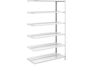 4250623736459 - Akten-Schraubregal lichtgrau RAL 7035 Regalhöhe 1850 mm doppelseitig Anbauregal Breite x Tiefe 1000 x 600 mm hofe