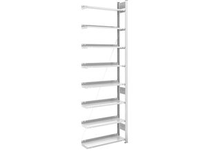 4250623708395 - Akten-Steckregal RAL 7035 Regalhöhe 2700 mm einseitig Anbauregal BxT 750 x 300 mm hofe