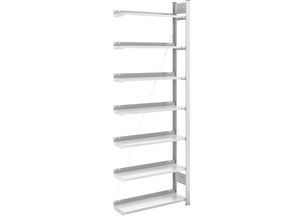 4250623707602 - Akten-Steckregal RAL 7035 Regalhöhe 2350 mm einseitig Anbauregal BxT 750 x 300 mm hofe