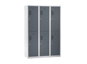 4061753003799 - eurokraft basic Garderobenschrank halbhohe Fächer halbhohe Fächer B 1200 mm 6 Fächer lichtgrau   basaltgrau