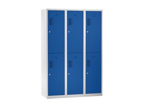 4061753003805 - eurokraft basic Garderobenschrank halbhohe Fächer halbhohe Fächer B 1200 mm 6 Fächer lichtgrau   enzianblau