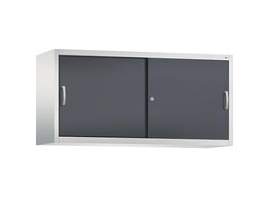 4054421988498 - ACURADO Aufsatzschrank mit Schiebetüren 2 Fachböden HxBxT 790 x 1600 x 500 mm lichtgrau   schwarzgrau