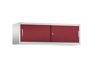 4053597279508 - ACURADO Aufsatzschrank mit Schiebetüren HxBxT 500 x 1600 x 500 mm lichtgrau   rubinrot