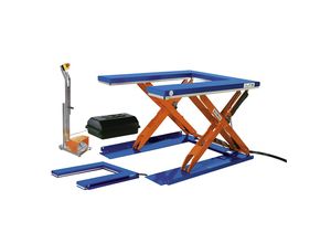 7340092801219 - Edmolift Flachform-Hubtisch LxB 1450 x 1085 mm Hubbereich bis 800 mm Plattform U-Form 400 V Fuß-Bedienelement