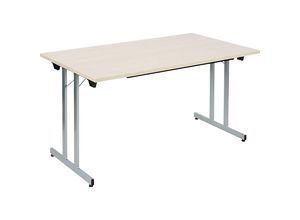 4061753246707 - Klapptisch F25 BxT 1400 x 800 mm Platte Ahorn-Dekor Gestell alusilber