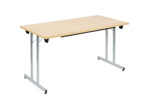 4061753246653 - Klapptisch F25 BxT 1400 x 700 mm Platte Buche-Dekor Gestell alusilber