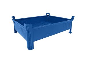 4053569159234 - Heson Stapelbehälter aus Stahlblech niedrige Bauform Wände geschlossen BxL 800 x 1000 mm Traglast 500 kg blau ab 10 Stk