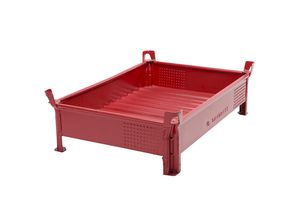 4251572702335 - Heson Stapelbehälter aus Stahlblech niedrige Bauform Wände geschlossen BxL 800 x 1200 mm Traglast 1000 kg rot ab 10 Stk