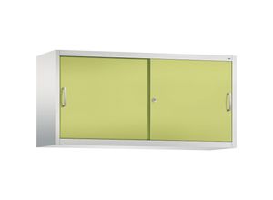 4063332006504 - ACURADO Aufsatzschrank mit Schiebetüren 2 Fachböden HxBxT 790 x 1600 x 500 mm lichtgrau   viridingrün