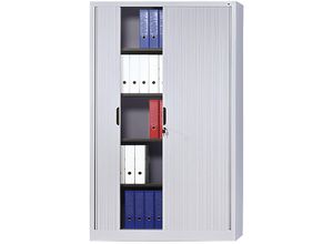 4050646269800 - Rollladenschrank mit Horizontal-Jalousie HxBxT 1980 x 1200 x 420 mm 4 Fachböden 5 Ordnerhöhen weißaluminium