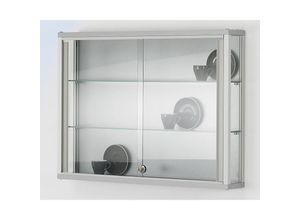 4260222860547 - Wandvitrine einhängend 2 verstellbare Glasböden abschließbare Schiebetüren ESG-Sicherheitsglas B 800 x T 120 x H 590 mm