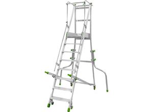 8028406108290 - Mobile Alu-Podesttreppe klappbar mit gerieften Aluminiumstufen 8 Stufen inkl Plattform