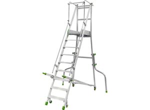 8028406108306 - Mobile Alu-Podesttreppe klappbar mit gerieften Aluminiumstufen 9 Stufen inkl Plattform