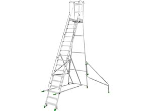 8028406108382 - Mobile Alu-Podesttreppe klappbar mit gerieften Aluminiumstufen 18 Stufen inkl Plattform