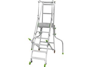 8028406108276 - Mobile Alu-Podesttreppe klappbar mit gerieften Aluminiumstufen 6 Stufen inkl Plattform