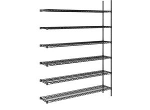 4061753091239 - Stahldraht-Gitterregal schwarz Fachlast 250 kg BxT 1520 x 360 mm Anbauregal Höhe 2180 mm 6 Fachböden