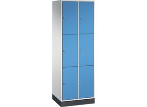 4025314694635 - INTRO Stahl-Schließfachschrank Fachhöhe 580 mm BxT 620 x 500 mm 6 Fächer Korpus lichtgrau Türen lichtblau