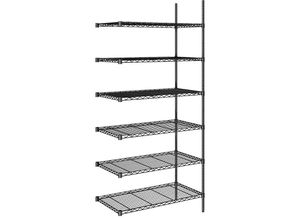 4061753091437 - Stahldraht-Gitterregal schwarz Fachlast 100 kg BxT 910 x 610 mm Anbauregal Höhe 2180 mm 6 Fachböden