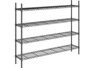 4260563728698 - Stahldraht-Gitterregal schwarz Fachlast 100 kg BxT 1520 x 360 mm Grundregal Höhe 1370 mm 4 Fachböden kaiserkraft