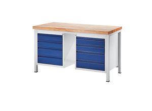 4040376982636 - Werkbank Gestellbauweise 8 Schubladen Größe L Tiefe 700 mm Breite 1500 mm RAU