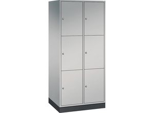 4025314939118 - INTRO Stahl-Schließfachschrank Fachhöhe 580 mm BxT 820 x 600 mm 6 Fächer Korpus weißaluminium Türen weißaluminium