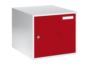 4061753005038 - eurokraft basic Schließfachwürfel HxBxT 350 x 400 x 450 mm Korpus lichtgrau   Türen feuerrot