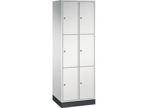 4025314694659 - INTRO Stahl-Schließfachschrank Fachhöhe 580 mm BxT 620 x 500 mm 6 Fächer Korpus lichtgrau Türen lichtgrau